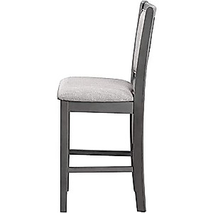 New Classic Furniture Amy Kitchen Counter Island Dining Table for 4 with Storage Shelf & USB Chargers, Contemporary Gray