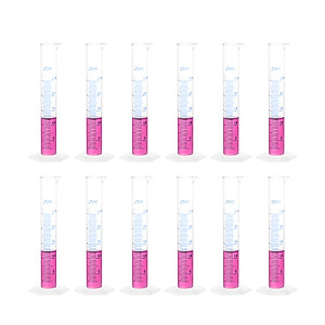 uxcell Plastic Graduated Cylinder, 25ml Measuring Cylinder, Science Test Tube Beakers, 2-Sided Metric Marking, Clear Hex Base for Lab Home 12Pcs