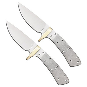 Whole Earth Supply (Set of 2) CUSTOM BLANK Knives Knife Blade Drop Point 6 1/2in w/Brass Guard Bolster BL013
