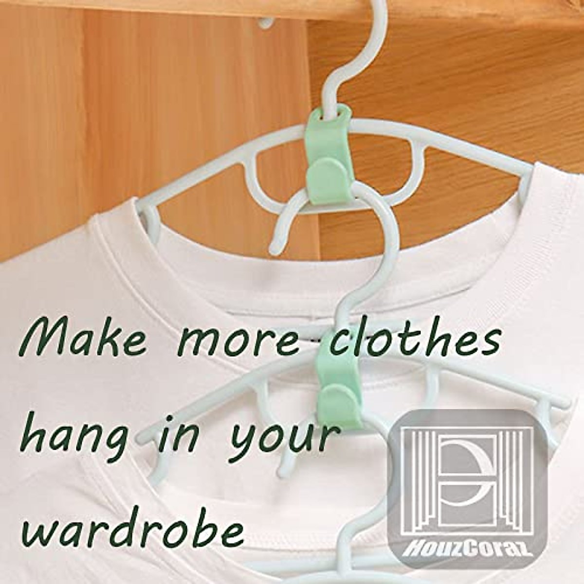 Clothes Hanger Connector Hooks, 50PCS Cascading Clothes Hangers for Heavy Duty Space Saving Cascading Connection Hooks for Clothes Closet（Green）
