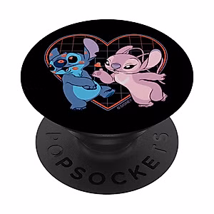 Disney Lilo and Stitch Angel Heart Kisses PopSockets PopGrip: Swappable Grip for Phones & Tablets