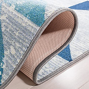 Safavieh Kids Playhouse Collection Machine Washable Slip Resistant 7'9" x 10' Grey/Blue KPH222F Abstract Distressed Playroom Nursery Bedroom Area Rug