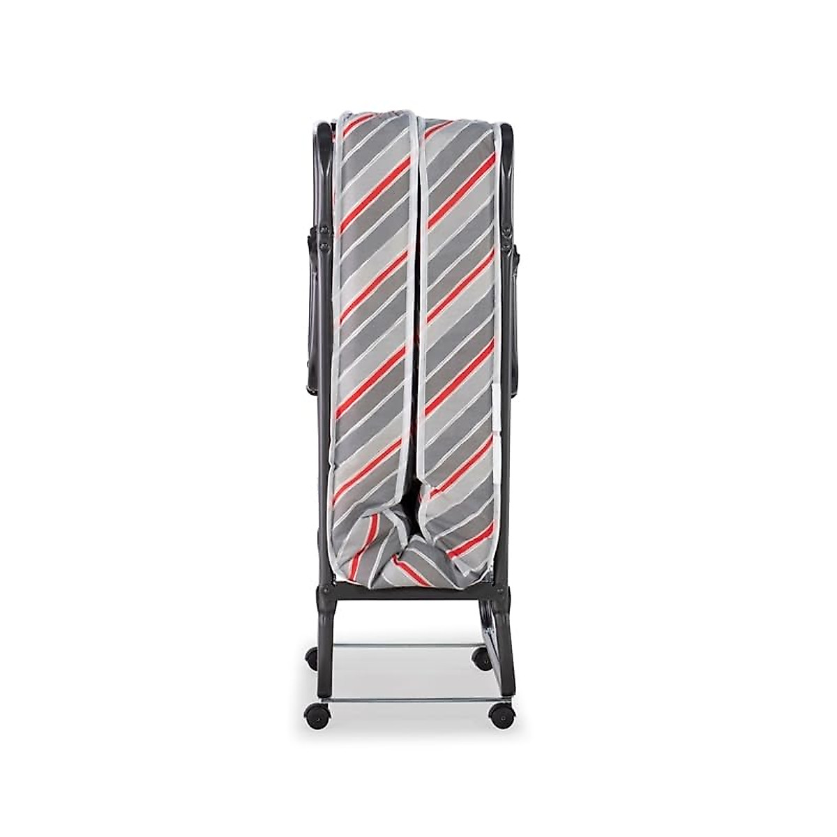 Pemberly Row Metal and Fabric Folding Bed in Gray with Memory Foam Mattress