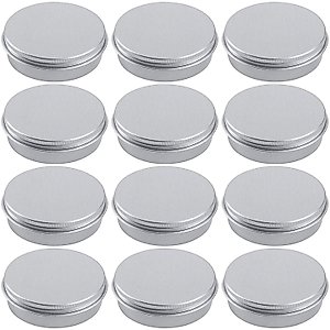 6 Ounce Aluminum Tin Jar Refillable Containers 180 ml Aluminum Screw Lid Round Tin Container Bottle for Cosmetic,Lip Balm, Cream, 12 Pack.