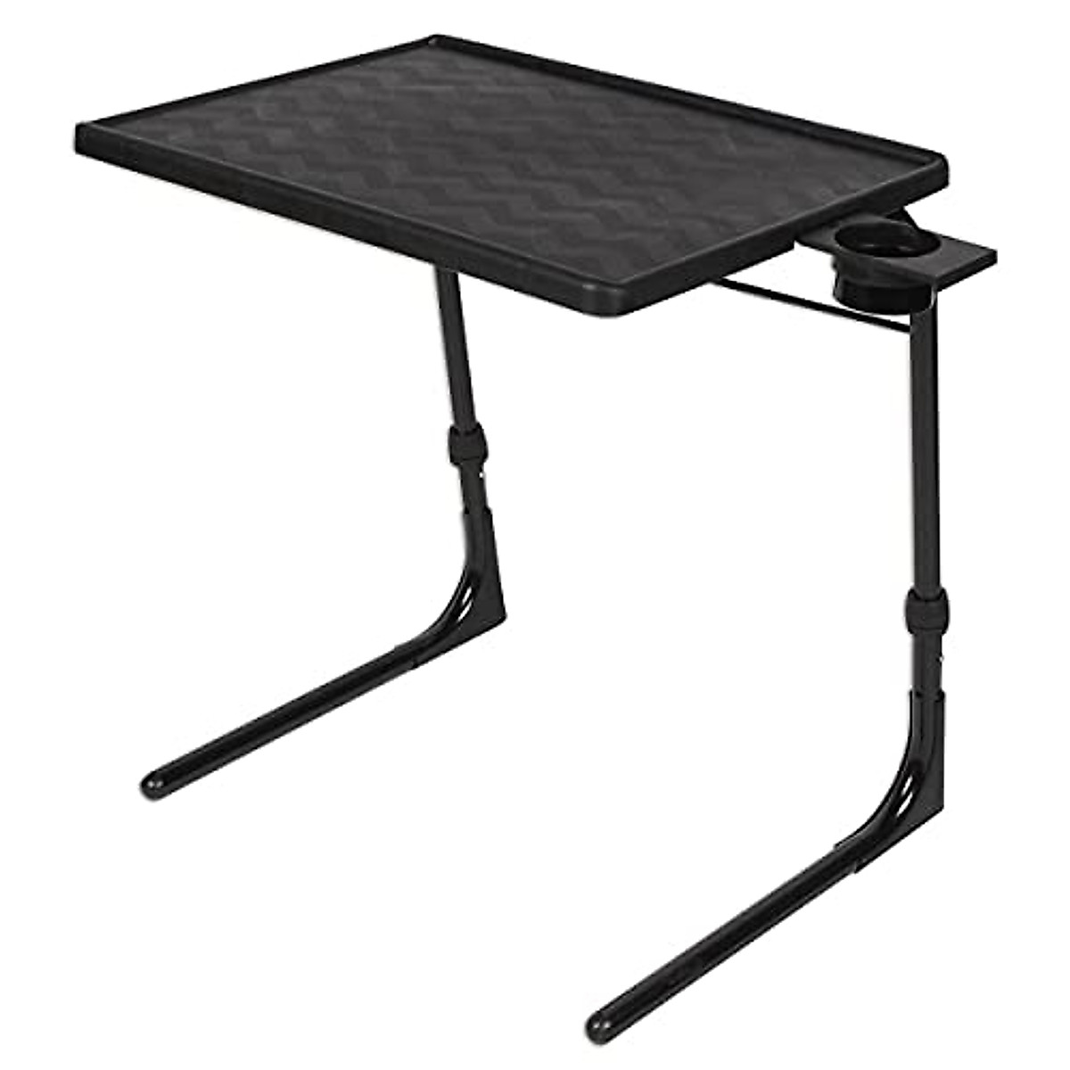 Table-Mate II Plus TV Tray Table - Folding TV Dinner Table, Couch Table Trays for Eating, Portable Bed Dinner Tray - Adjustable TV Table with 3 Angles, Cup Holder, Black
