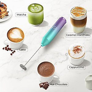 Zulay Kitchen Powerful Milk Frother Wand - Mini Milk Frother Handheld Stainless Steel - Battery Operated Drink Mixer for Coffee, Lattes, Cappuccino, Matcha - Froth Mate Milk Frother Gift - Aurora