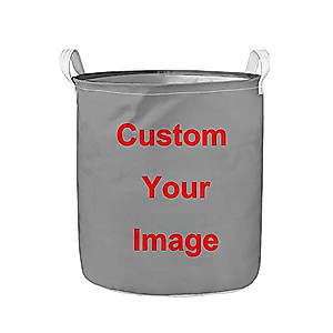 UZZUHI Custom Gift Baskets Personalized Design Laundry Hamper Soft Fabric Storage Bin with Long Handles, Decorative and Convenient for Kids Bedroom Bathroom Living Room