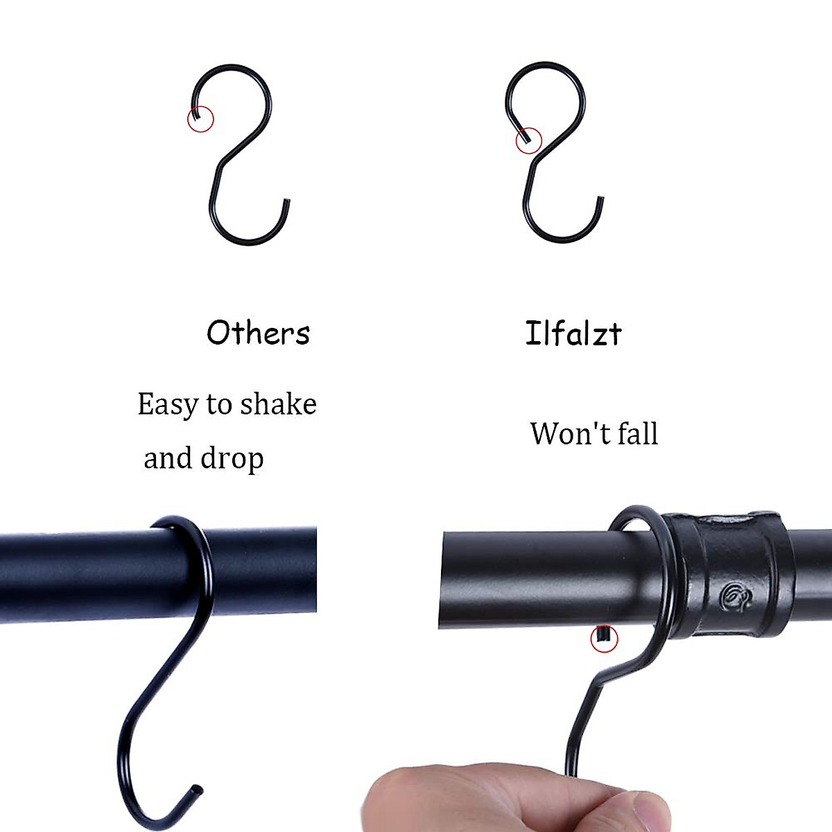 WuGeShop 50.4 Inch Pot Bar Rack with 15 Hooks, Pipe Pot Rack Wall Mounted Hanging Pan Organizer, Multipurpose Industrial Rail Kitchen Lids Utensils Hangers