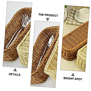 BESTonZON 2pcs Restaurant Vegetables Farmhouse Knitting Bread Caddy Kitchen Cutlery Imitation Forks Baskets Table Rectangular Keys Cabinet Holders Cm Bin Pantry Wallet Handmade Xxcm Cell