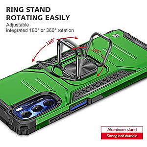 AYMECL for Moto G Stylus 2022 Case, with Nano Explosion-Proof Film [2 Pack], Military Grade Double Shockproof with Kickstand Case for Motorola G Stylus 2022-Green