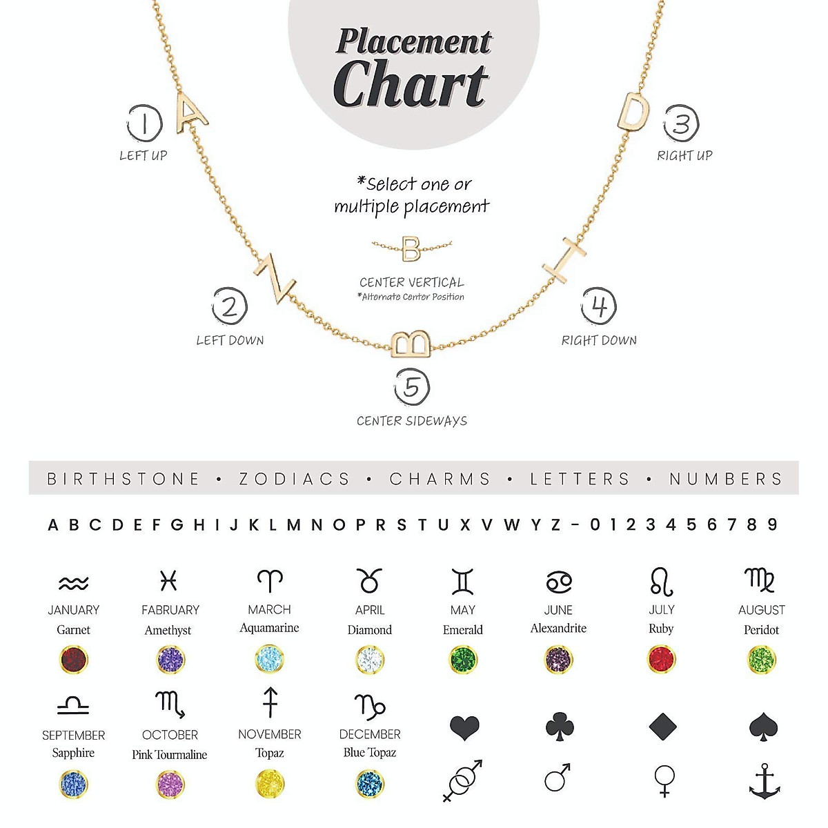 14k Sideways Initial Gold Necklace w Solitaire Diamond, Custom Multiple Letter Necklace, Personalized Solid Gold Initial Diamond Letter Necklace, Personalize Birthstone Bridesmaid Gift.