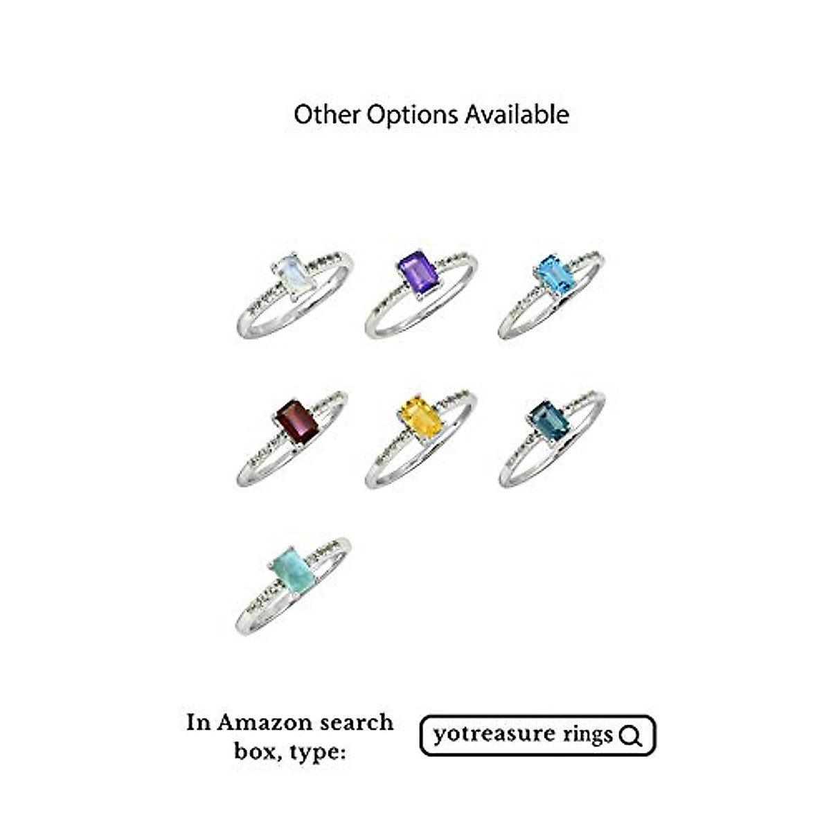 YoTreasure 0.64 ct Moonstone White Topaz Solid 925 Sterling Silver Gemstone Ring Jewelry