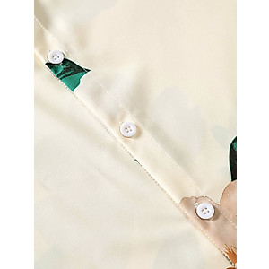 ZAFUL Men's Hawaiian Shirt - Short Sleeve Floral Pattern Button Down Shirt for Summer Beach Vacation (Light Coffee, XXL)