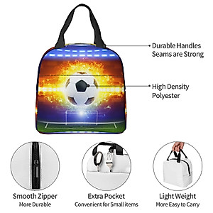 Echoserein Cool Soccer Ball Lunch Bag Fun Insulated Lunch Box Reusable Lunchbox Waterproof Portable Lunch Tote For Men Women Girls Boys