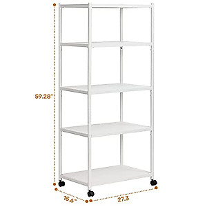 MATICO 5 Tier 27 Inch Metal Storage Shelf Unit, Heavy Duty Standing Storage Shelving Rack, Large Capacity Utility Garage Storage Organizer, White