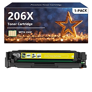 206X Toner Cartridge (with Chip) Compatible for HP W2110X W2111X W2112X W2113X Toner, Work for Color Pro M255dw M255nw MFP M282nw M283 Series Printers 1 Yellow