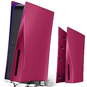 PS5 Faceplate Case PS5 Plate Cosmic Red Replacement Cover for Disc Playstation 5, Hard Shell Case Shockproof Side Plates Skin for PS5 Disc Version Console - Red
