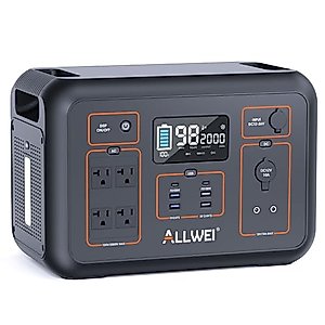 ALLWEI Portable Power Station 2000W(Peak 4000W), 2131Wh Solar Generator with 4 AC Outlet, 6 USB Port, PD100W Fast Charge, 576000mAh Backup Lithium Battery for RV Camping CPAP Home Outdoor Emergency