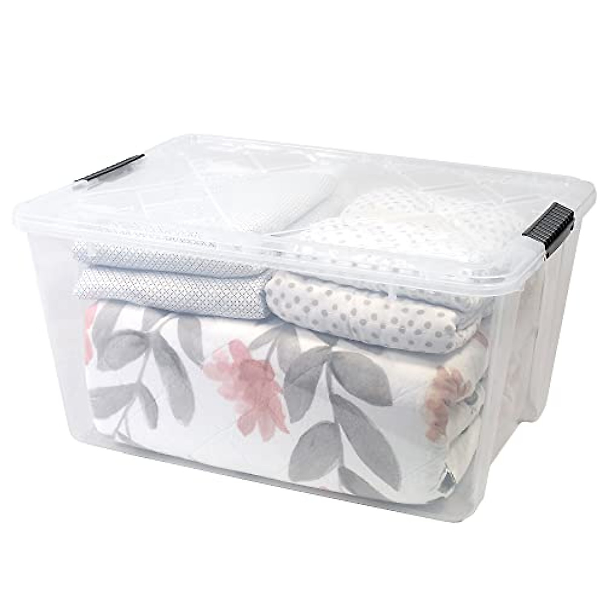 Greenmade 675374 InstaView Large 45 Quart Clear Plastic Storage Containers with Latching Lid for Household Organization and Management, 4 Pack