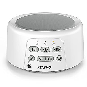 White Noise Machine, Sleep Sound Machine for Baby Sleeping, RENPHO 36 HiFi Memory Function Non-Looping Soothing Sound Sleep Therapy for Home, Office, Travel, Baby, Kids, and Adults (White)