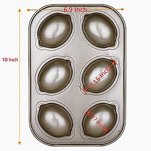TOPZEA 2 Pack Muffin Pan, 6-Cup Non Stick Muffin Pan Lemon Shaped Baking Mold Cake Mold Cupcake Pan for Oven, Quick Release Bakeware for Pudding, Dessert, Mousse, Gold