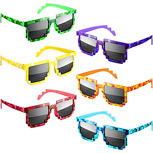 Flutesan Pixel Sunglasses Miner Party Favors Pixel Party Favors Glasses for Kids Adults Birthday Party Pixelated Game Party Supplies(12 Pair)