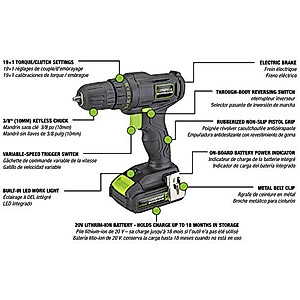 Genesis GLCD20CSE Special Edition 20V Lithium-Ion Cordless Drill/Driver with Built-in LED Light, 19+1 Torque Position Settings, Removable/Rechargeable Battery and Charger Included