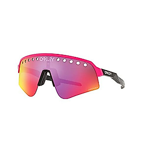 Oakley Men's OO9465 Sutro Lite Sweep Rectangular Sunglasses, Pink/Prizm Road, 39 mm