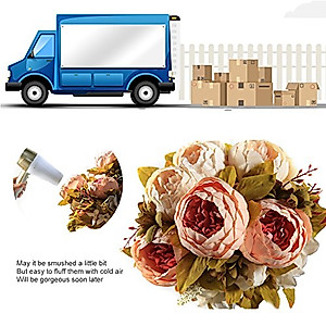 Luyue Vintage Artificial Peony Silk Flowers Bouquet Home Wedding Decoration -Light Pink