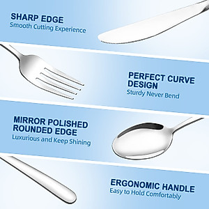 40PCS Silverware Set Service for 8, Skroam Stainless Steel Flatware Set, Flatware Cutlery Set, Kitchen Tableware Utensil Set, Include Forks Knives Spoons Set, Dishwasher Safe, Mirror Polished