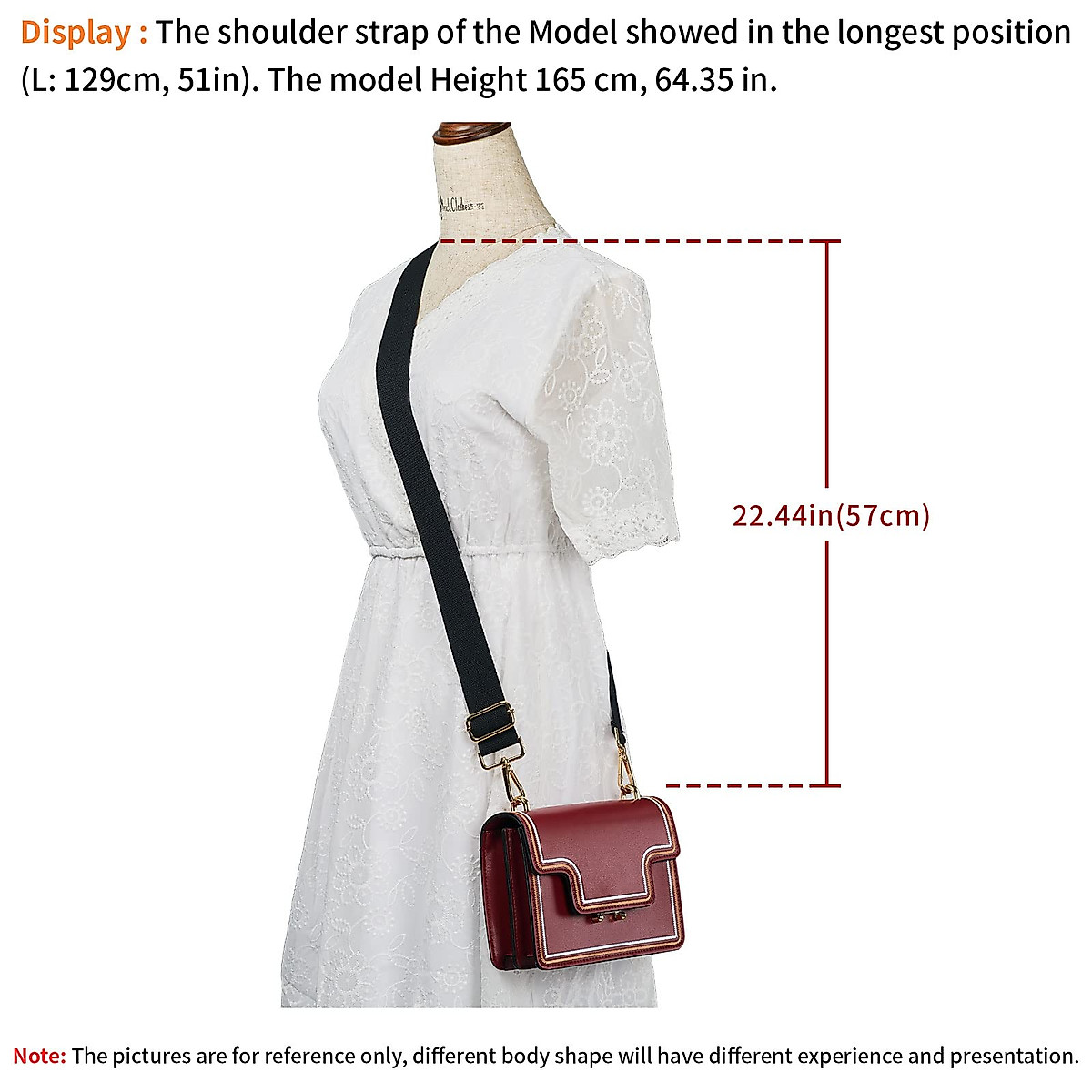 DEVPSISRWide Shoulder Strap Replacement Adjustable Belt Canvas Bag Crossbody Handbag (Black)