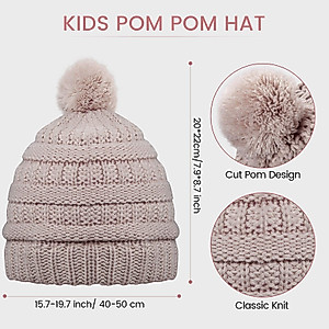 4 Pieces Kids Winter Warm Beanie Hat Kids Faux Fur Pom Beanie Knit Baby Pom Ski Cap for Children 1-5 Years Old(Black, Beige, Grey, White,4 Pieces)