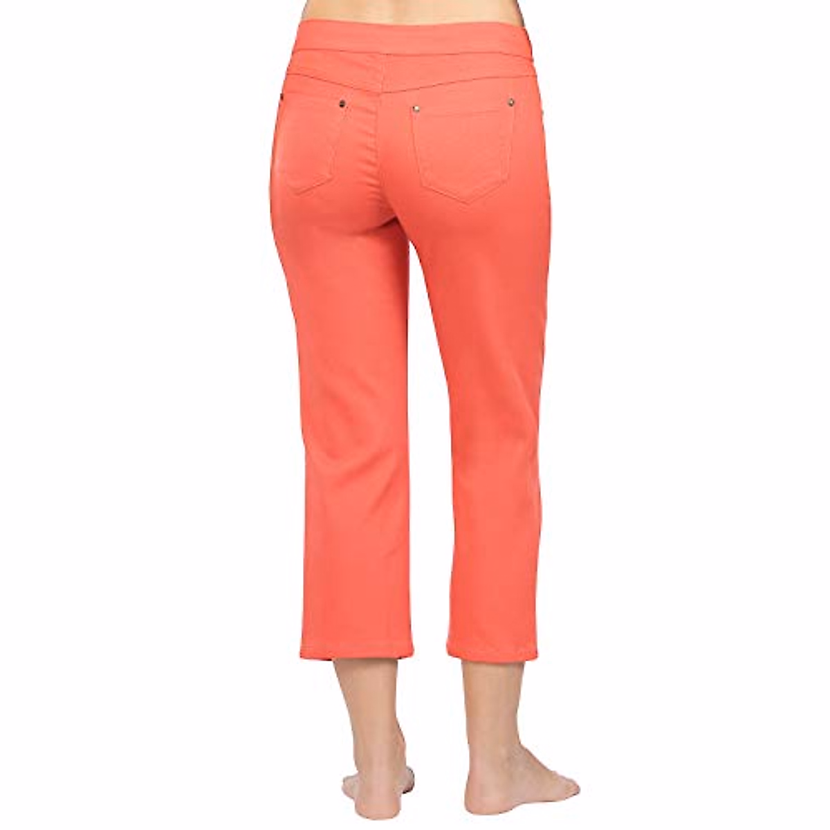 PajamaJeans Pull On Capris For Women - Womens Capri Jeans, Coral, 2X