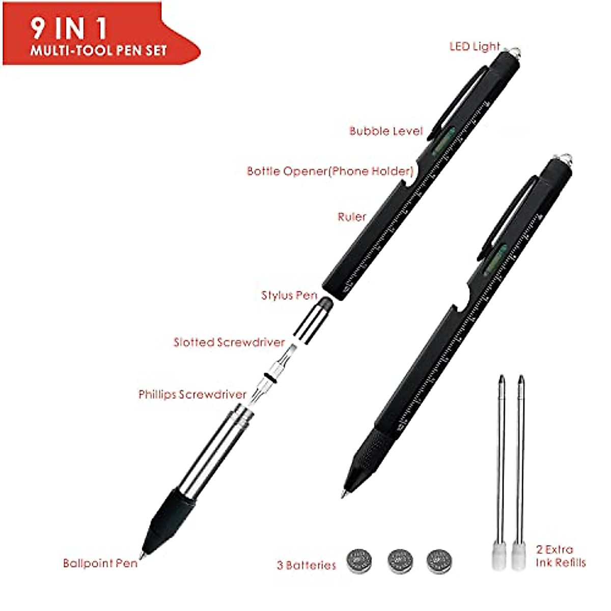 Gifts for Men,Stocking Stuffers Gifts for Men,Cool Gadgets for Men,Father' Day Gifts for Dad from Daughter Son Wife,Gifts for Dad with LED Light Stylus Bottle Opener Ruler Screwdriver