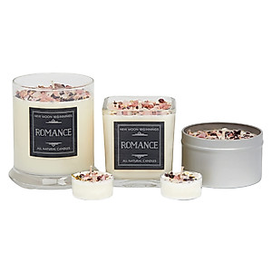 Romance Candle by New Moon Beginnings - Love Ritual Candles - Dried Flower, Herb, & Crystal Candles - Aromatherapy Candles - Soy Candle - 8oz Tin