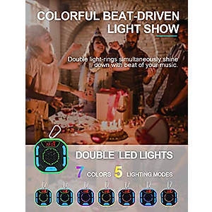 DuoTen Shower Speaker, IPX7 Waterproof Portable Bluetooth Wireless Speaker Shower Radio with Loud Stereo Sound, LED Display, Light Show, Suction Cup, Sturdy Hook for Home, Party, Outdoor, Travel, Pool