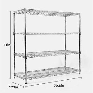lesolar 4-Tier Storage Shelving Unit 70.8''x 17.7''x 61'' Large Heavy Duty Storage Shelves Metal Storage Rack Standing Storage Shelf for Kitchen Restaurant Warehouse Hospital Laboratory Pharmacy
