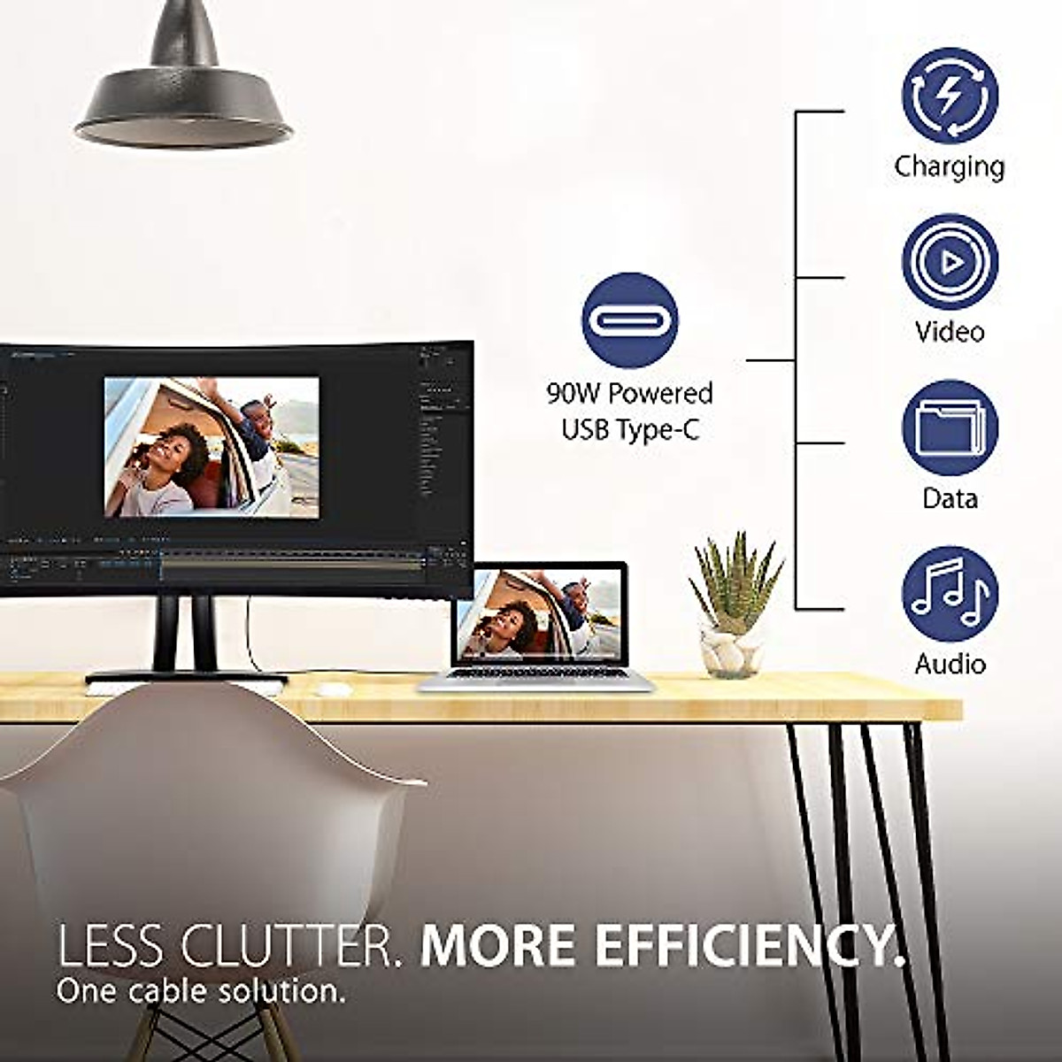 ViewSonic VP3481a 34-Inch WQHD+ Curved Ultrawide USB C Monitor with FreeSync, 100Hz, ColorPro 100% sRGB Rec 709, 14-bit 3D LUT, Eye Care, 90W USB C, HDMI, DisplayPort for Home and Office,Black