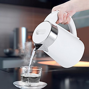 Wdcme Small Portable Electric Tea Kettle, 0.8L Travel Electric Coffee Kettle, Mini Hot Water Boiler Stainless Steel (White)