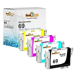 Houseoftoners Remanufactured Ink Cartridge Replacement for Epson 69 T069 for Stylus CX8400 NX400 NX415 Workforce 600 500 30 610 310 NX105 C120 Printer (BCMY, 4PK)