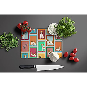 Caroline's Treasures MLM1166LCB Lots of Red and White Jack Russell Terrier Glass Cutting Board Large Decorative Tempered Glass Kitchen Cutting and Serving Board Large Size Chopping Board
