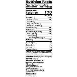 Setton Farms Naturally Raw Shelled Pistachios, No Shell, Non-GMO Project Verified, Certified Gluten Free, Vegan and Kosher, Heart Healthy Snack, 5 Oz