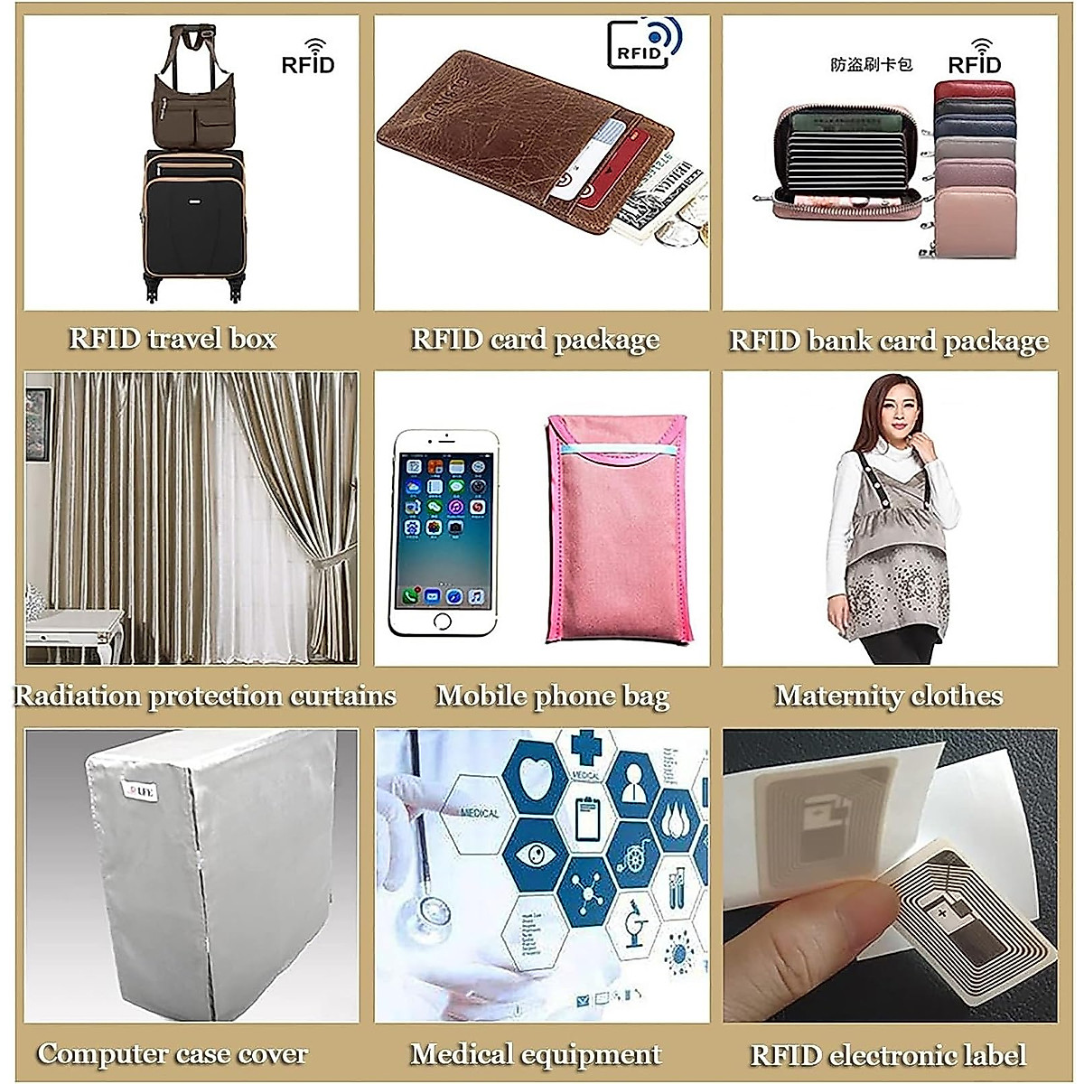 Faraday Fabric RF Shielding Fabric, RFID Radiation Shielding Fabric, Emf Protection Fabric, for Smart Meters Smart Meters,Faraday Cage,Conductive Pads, Military Grade, EMI, WiFi ( Color : Silver , Siz