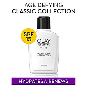 Face Moisturizer by Olay, Age Defying Classic Daily Renewal Lotion, With Sunscreen, Classic,4 oz