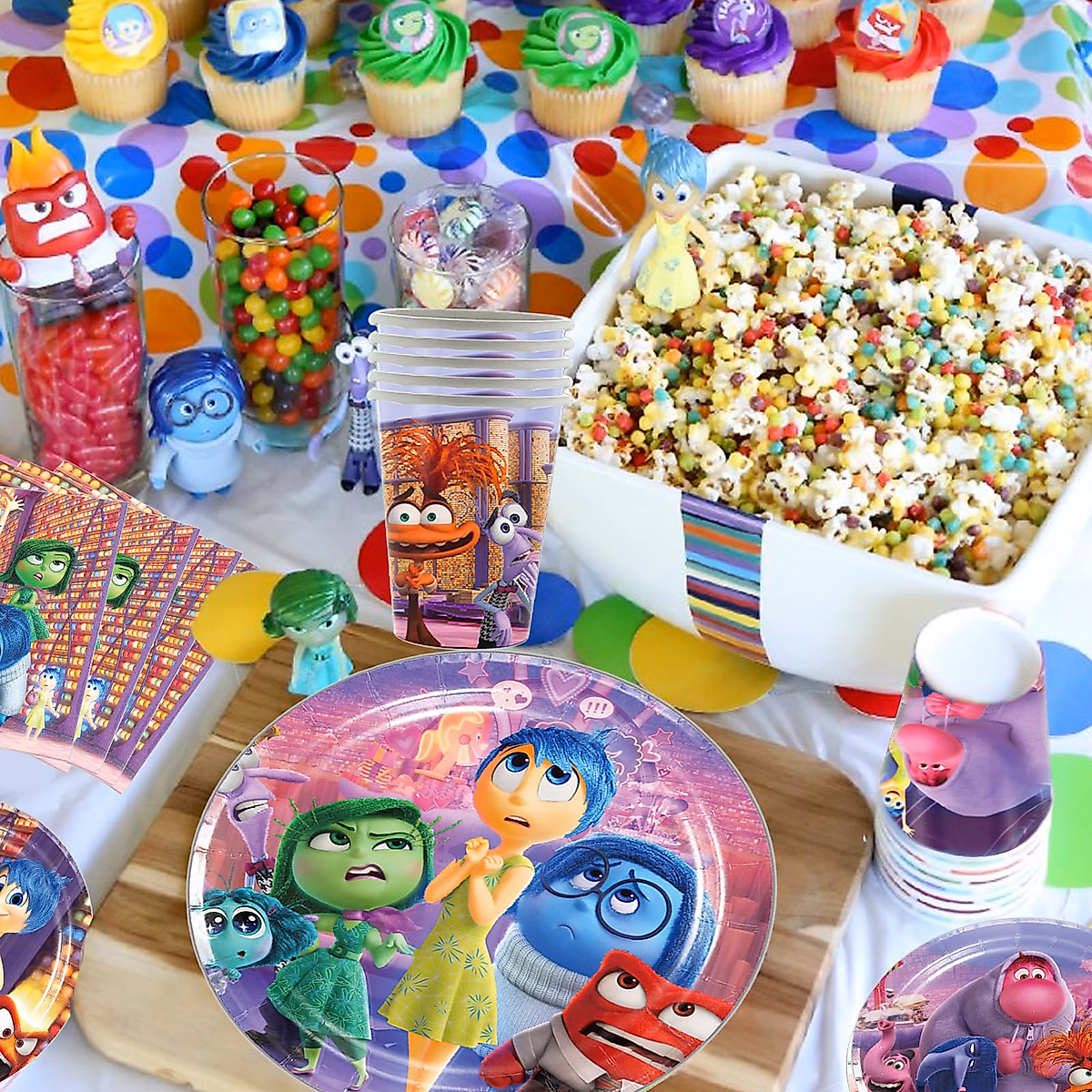Inside Out Birthday Party Supplies,Inside Out Party Tableware Decoration.Inside Out Plates Napkins Tablecloth Kit for Inside Out Supplies