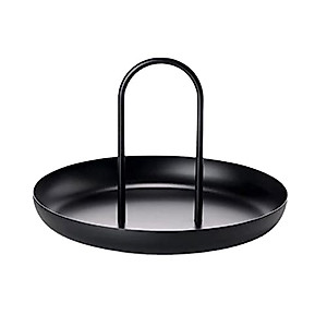 SXNBH Round Jewelry Tray Desktop Storage Tray Sundries Storage Box with Handle Dining Table Meal Tray Ring Earring Display Stand