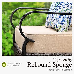 Sophia & William Large Outdoor Patio Furniture Set, 9 Seats Patio Modern Conversation Sets Metal Porch Furniture with 3-Seat Sofa, 1 Loveseat, 2 Swivel Sofa Chairs & Ottoman, 1 Coffee Table(Beige)