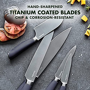 GreenPan Titanium 4" Paring Knife, Titanium Coated, Stainless Steel, Eco-friendly, Ergonomic Grip, Slip Resistant, Balanced, Heat Treated, Hand Sharpened, Dishwasher Safe