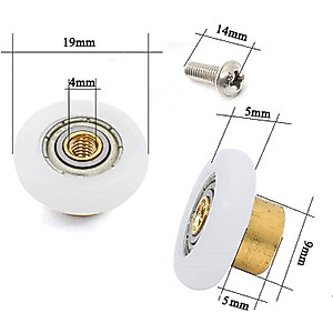 Shower Door Rollers Metal Alloy Wheels for The Bathroom Pan Glass Sliding Door Pulleys Replacement Parts Strong Load-Bearing Capacity Ultra-Quiet (Option A, Dia 19MM)