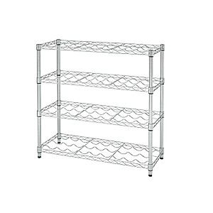 TRINITY EcoStorage 4-Tier Adjustable Metal Wire Wine Rack, Freestanding Stackable Bottle Holder for Bar and Kitchen Storage, Minimum 36 Bottle Capacity, 36” W x 14” D x 34.5” H, Chrome